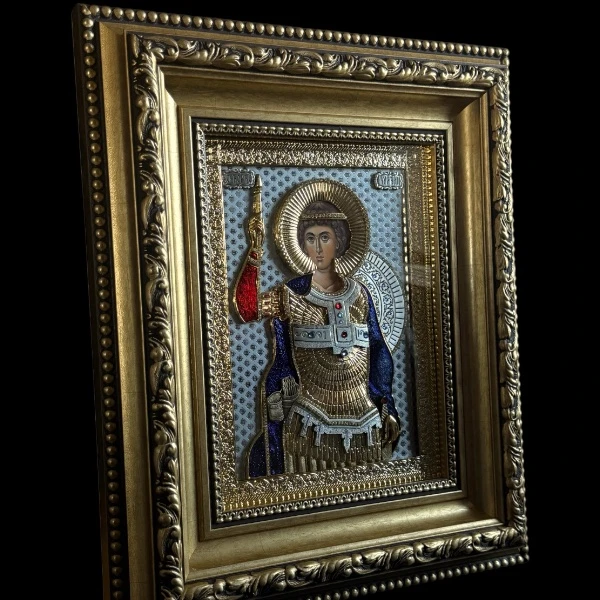 Metalna Ikona Sveti Georgije Đurđic 42x36cm | Foto Metal | SerbianShop